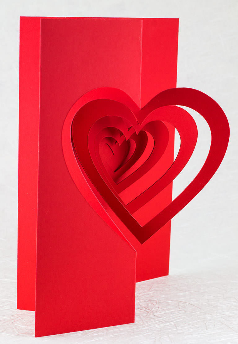 Helical Heart Pop Up Card - Popup Card Shop